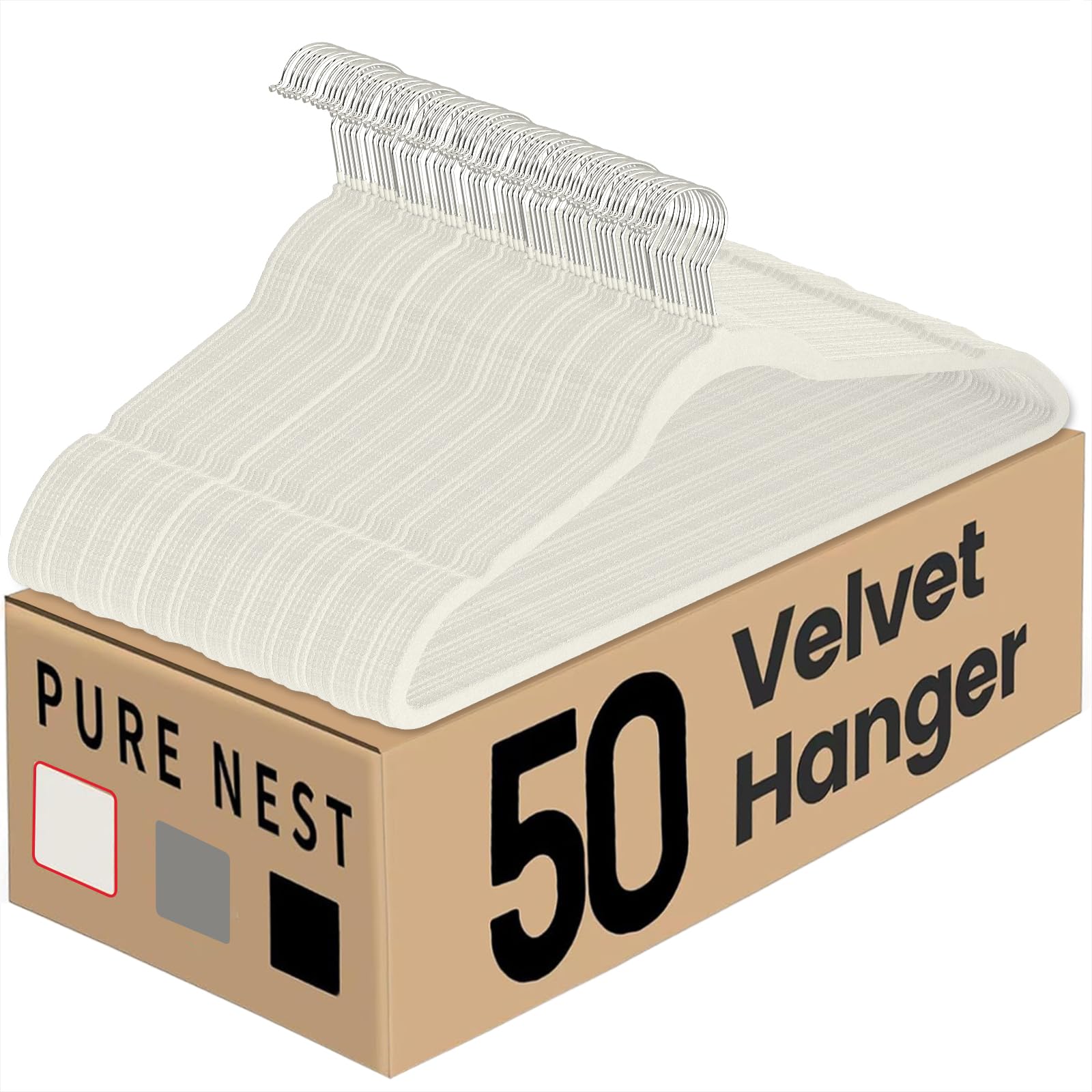 Premium Velvet Hangers 50 Pack, Non-Slip Clothes Hangers,Suit Hangers-Pants Hangers with 360 Degree Rotatable Hook, Ideal for Heavy Duty Coat, Grey