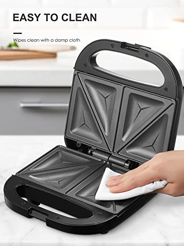 Sandwich Maker, Reemix Panini Press Sandwich Maker with Nonstick Surface Breakfast Sandwich Maker Easy to Clean and Storage, Indicator Light, Perfect for Breakfast Grilled Cheese Egg Bacon and Steak