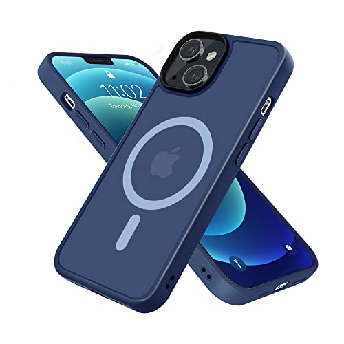 PTz Worlds - Case Compatible with iPhone 14 6.1”, Translucent Dark Blue, Anti Fingerprint, Anti Scratch, Non Slip, Ultra Slim & Sleek, Shockproof, Military Grade Protection