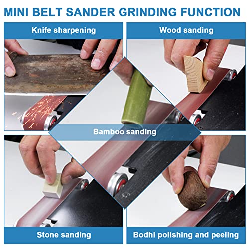 Mini Multifunctional Table Saw 300W 0.8" Cut Depth, 1.2β x 16β Belt Sander 6β Disc Sander for Crafts Wood Stone Cutting and Grinding, w/ 10 Sanding Belts and 5 Sandpapers