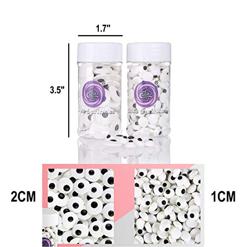 GEORLD Halloween Eyeballs Sprinkles 2 Bottle Candy Edible Eyeballs Eyes Cake Cupcake Toppers Cookie Dessert Decorations,6.9 Ounce,Two Size Mixed