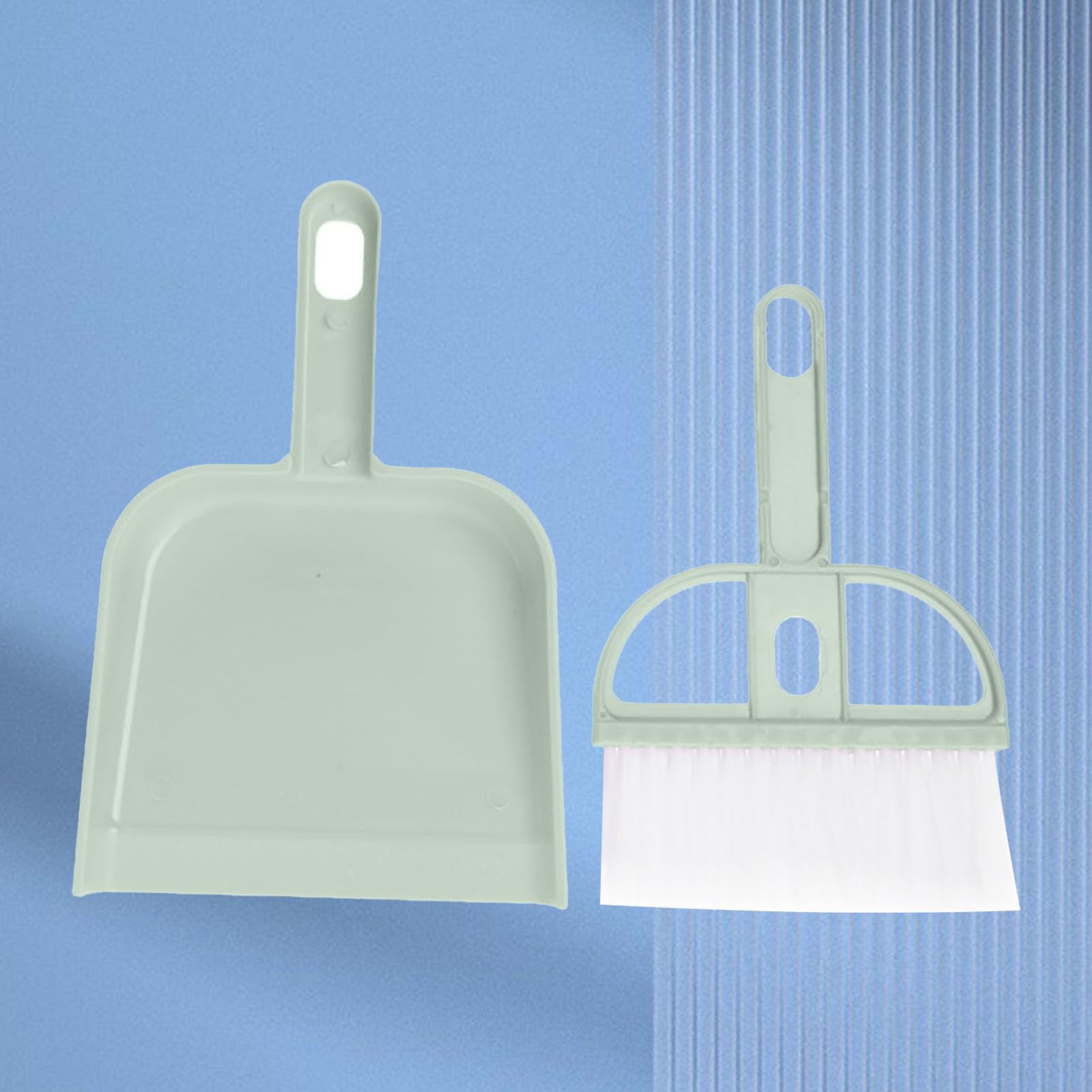 Small Broom and Dustpan Set Efficiently Sweeping Desktop Dust for Office Home School Portable Plastic Mini Broom Dustpan (Nordic Green)