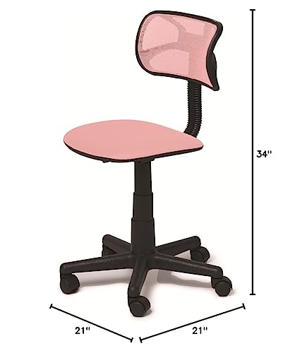 Urban Shop Swivel Mesh Desk Chair, Blush 21D x 21W x 34H in