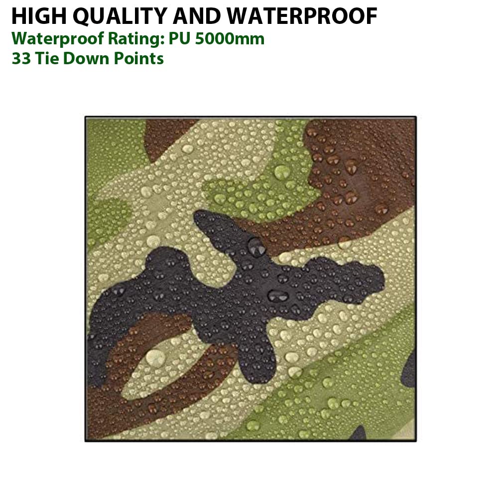 Gold Armour Rainfly Tarp Hammock, Premium 14.7ft/12ft/10ft/8ft Rain Fly Cover, Waterproof Ultralight Camping Shelter Canopy, Survival Equipment Gear Camping Tent Accessories (Camouflage 14.7ft x 12ft)