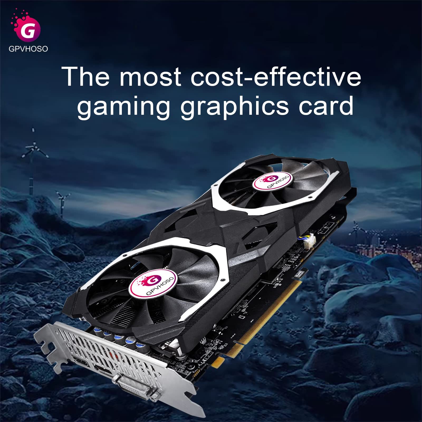 GPVHOSO RX580 8G Graphics Card, 8GB GDDR5 (256bit) Graphics Card2048SP, GDDR5, 256 Bit, with Dual Fan Cooling System, HDMI, DP, PCI, DVI-Output, Express 3.0, for Computer Gaming Video Editing