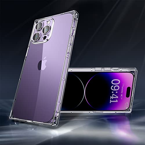 Tzomsze Square iPhone 14 Pro Case for Women Girl,Full Camera Lens Protection Soft TPU Protective Shockproof Cover for iPhone 14 Pro 2022 6.1 Inch-Pink