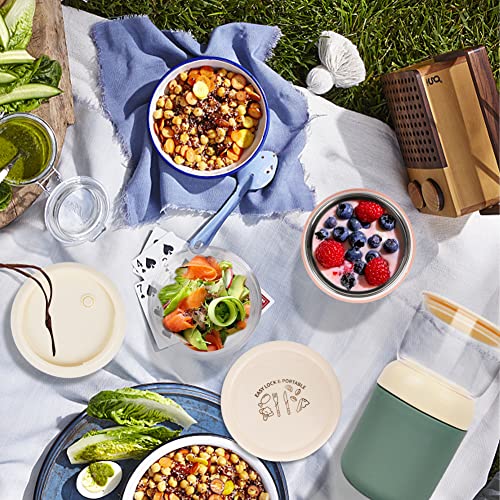 UHAPEER Oatmeal Yogurt Container, Overnight Oats Containers with Lids and Spoon, Stainless Steel Insulated Food Container, 2-Tier Cereal Cup On the Go, Parfait Cup Milk Container for Breakfast Lunch