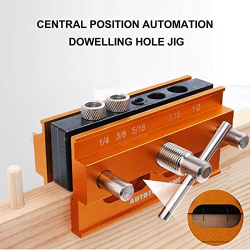 Self Centering Dowel Jig Kit,Drilling Guide Bushings Set Aluminum Alloy Anodized 4 Holes Drill Positioner Puncher Locator Joints Tool For Woodworking