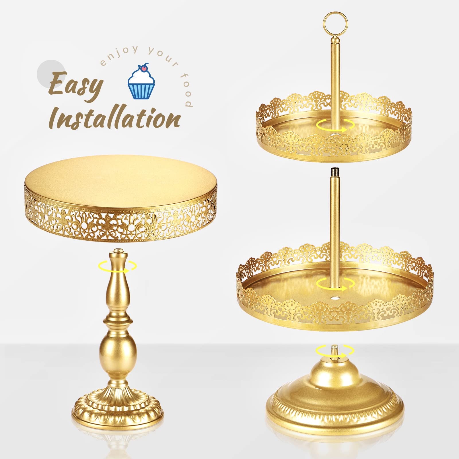Gold Cake Stands Set for Dessert Table,6 Pcs Wedding Cake Stand&Cupcake Stand Set,Serving Plate Dessert Table Display Set for Wedding/Birthday Party/Home Decoration/Graduation Party (6 Pieces)