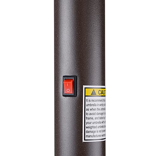 VILLACERA 83-OUT5421B, Beige Lighted Patio Shade β 9 Ft Outdoor Umbrella with 19lbs Weighted Base, Solar Powered LED, and Push Button Tilt β Backyard Canopy (Brown)