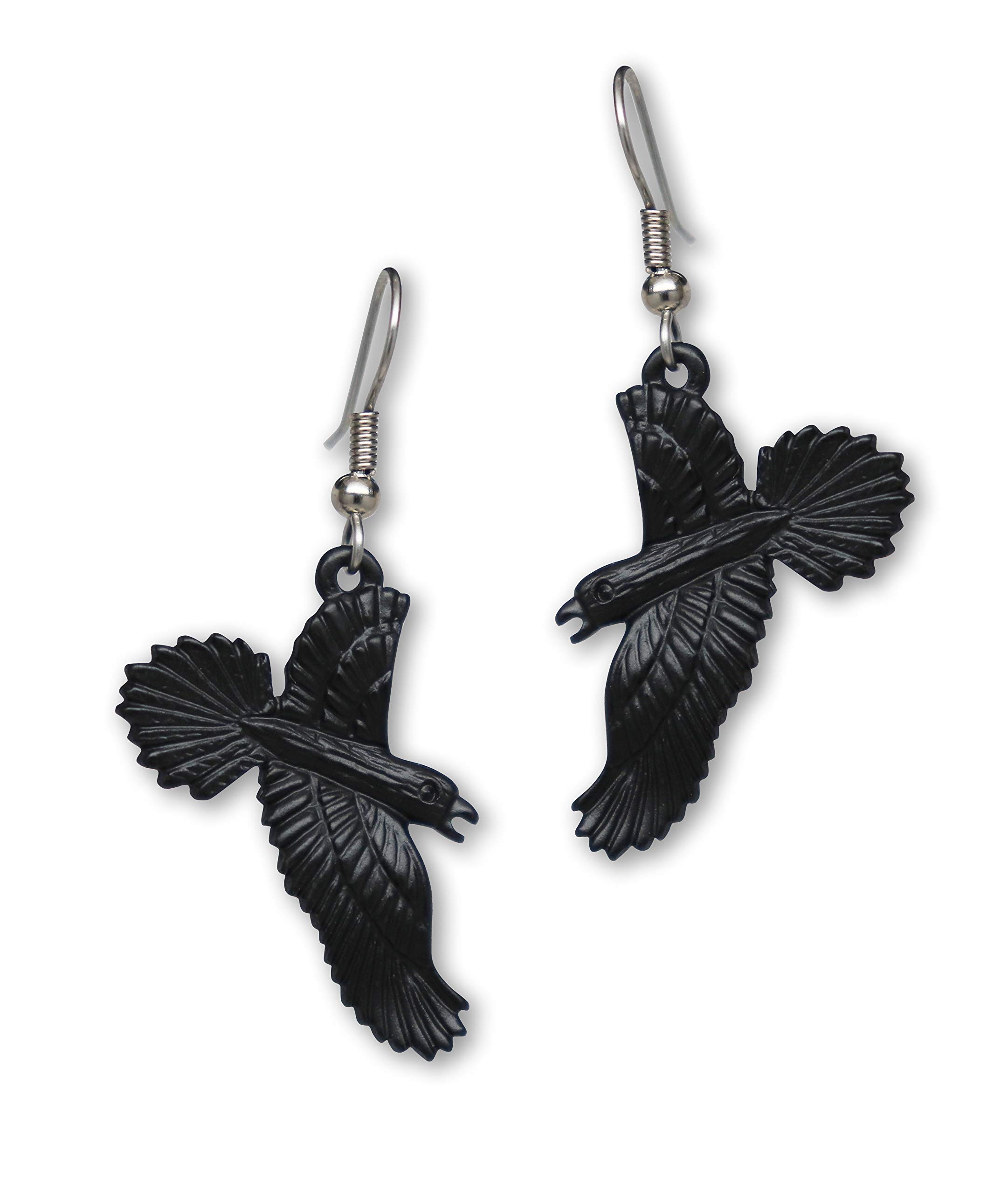 Gothic Black Raven Black Crow Dangle Earrings