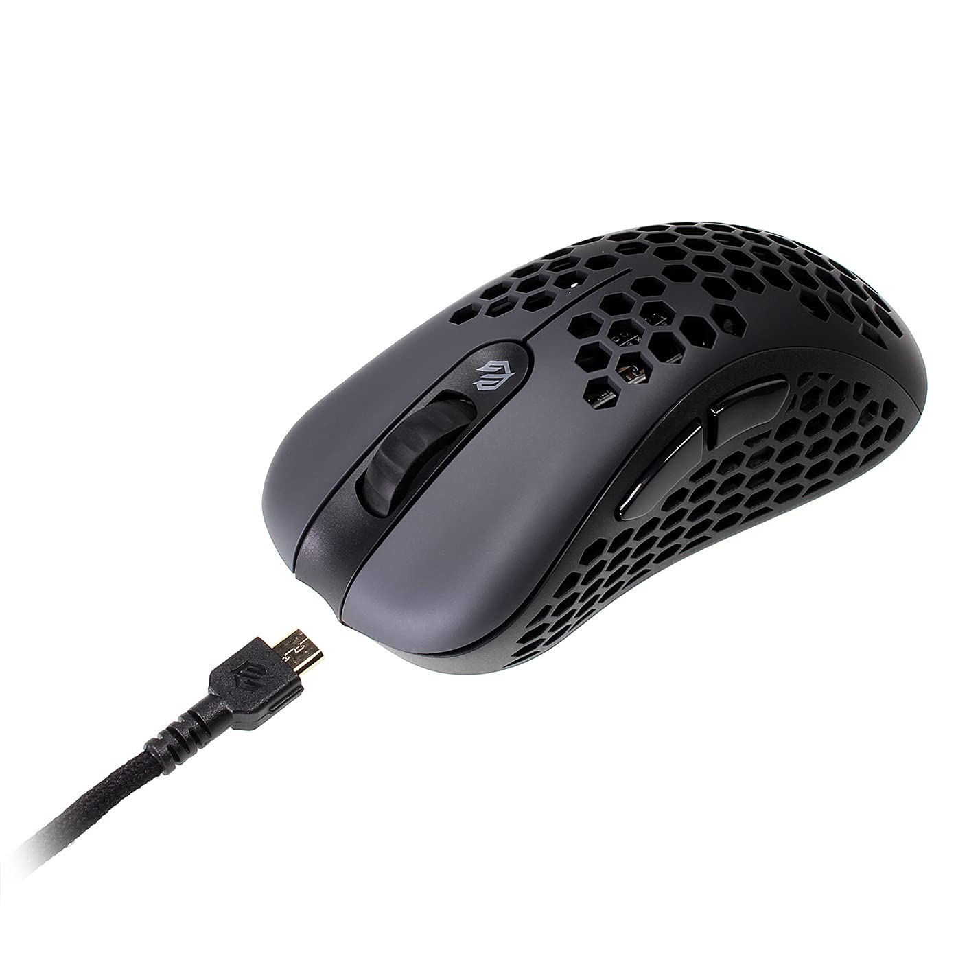 G-Sevlow Skoll Mini SK-S ACE 50g Ultralight Weight Honeycomb Design Ergonomic Gaming Mouse with 3389 Sensor - PTFE Skates - 16,000DPI - Detachable Cable (Black)