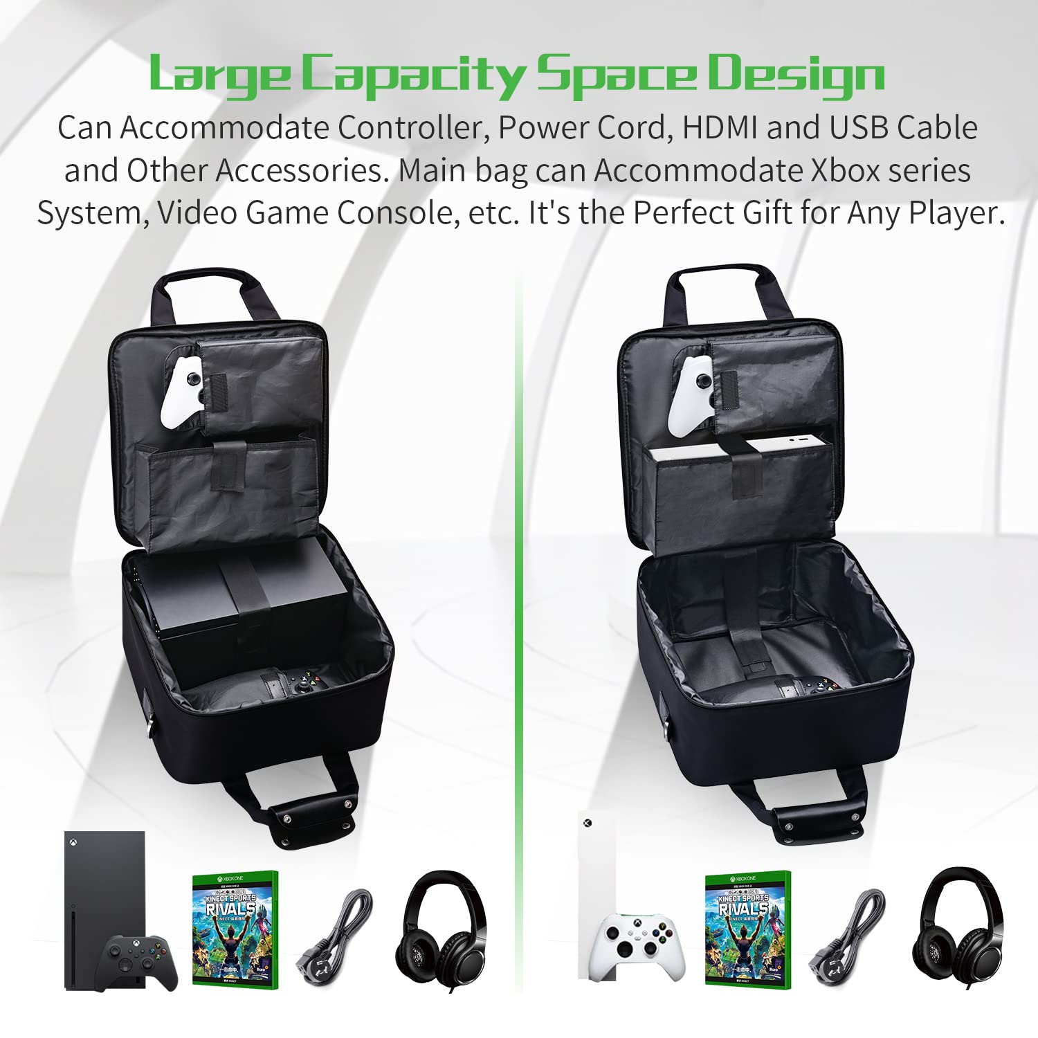 G-STORY Carrying Case for Xbox Series X S, Xbox Series X Carrying Case Travel, Travel Bag for Xbox Console, Controllers and Gaming Accessories, Included Silicone Cover Skin Protector