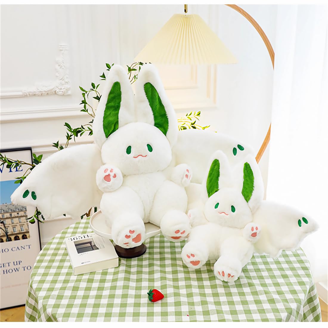 Sengocis 13.7 inch Unique Pink Bat Rabbit Plush Toy,Bat Bunny Plush Pillow,Bat Rabbit Cute Halloween Stuffed Animal