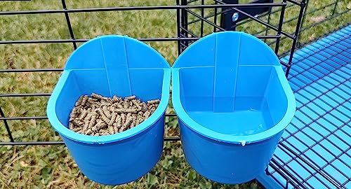 Saguaro Acres Rabbit, Chicken or Small Animal Cage Food or Water Coop Cups, Blue, 2 Pack