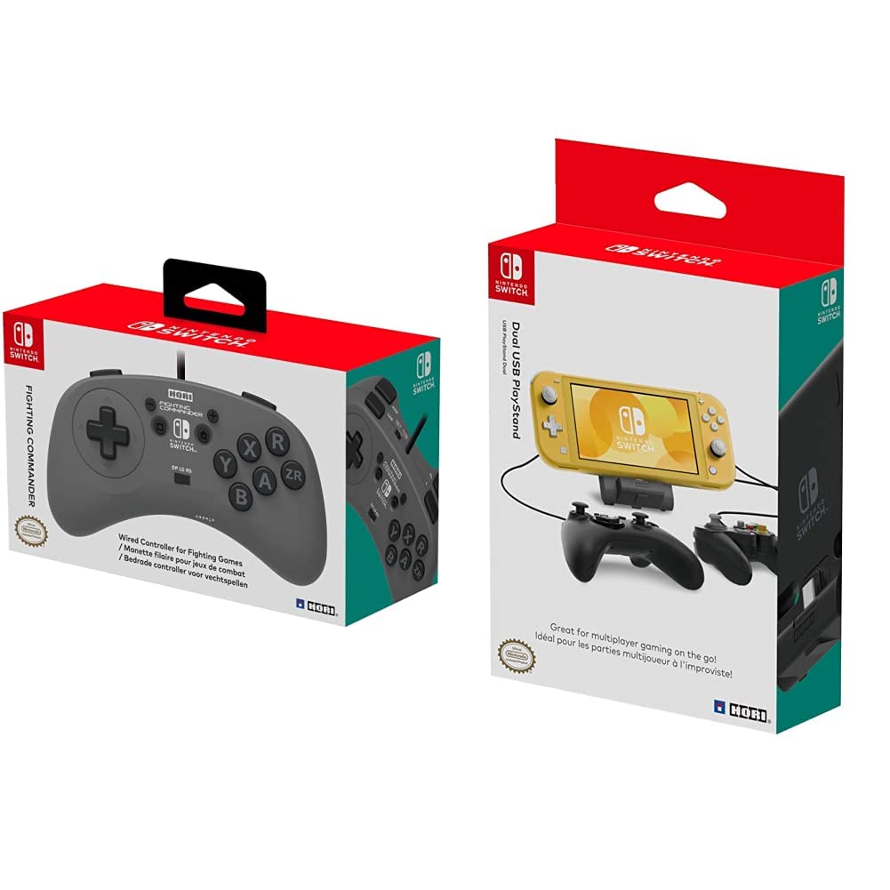 Hori Nintendo Switch Fighting Commander Officially Licensed By Nintendo - Nintendo Switch & Switch Dual USB Playstand By HORI - Officially Licensed by Nintendo