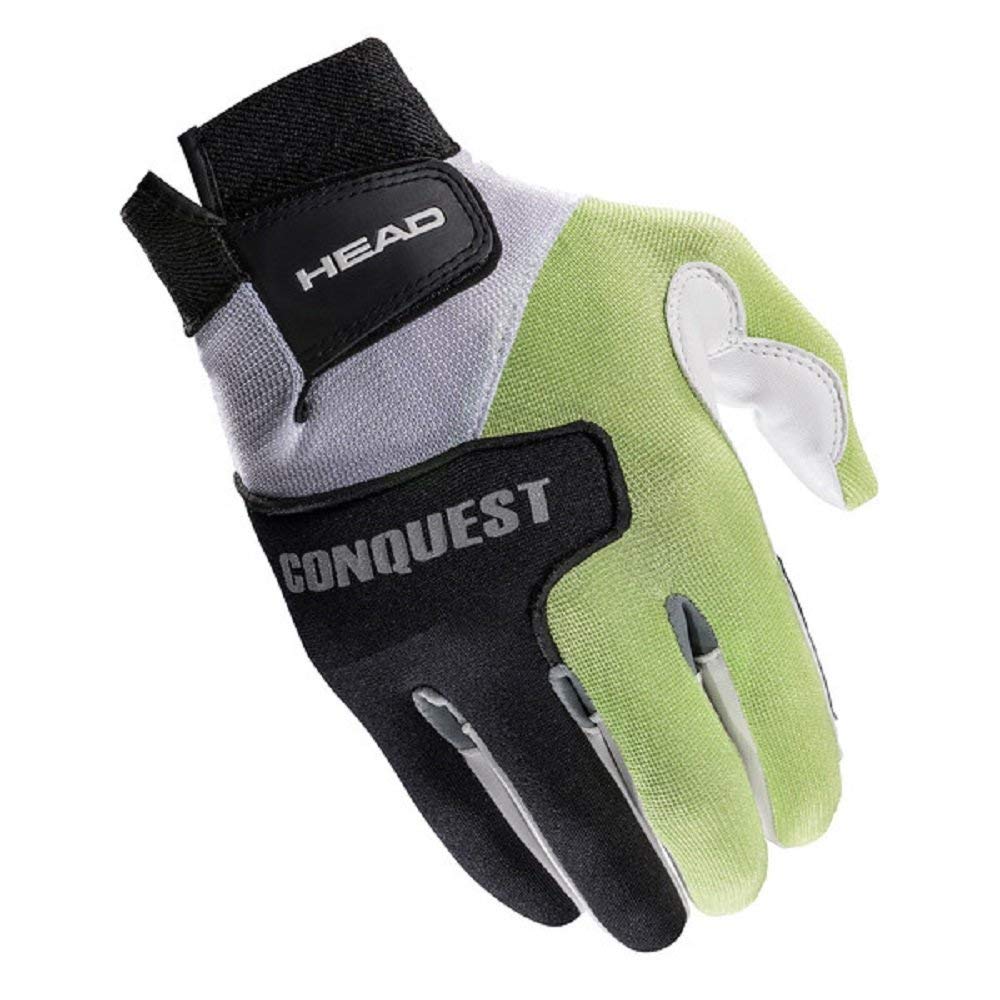 HEAD Leather Racquetball Glove - Conquest Extra Grip Breathable Glove for Right & Left Hand - Black/Lime/White, Right - Small