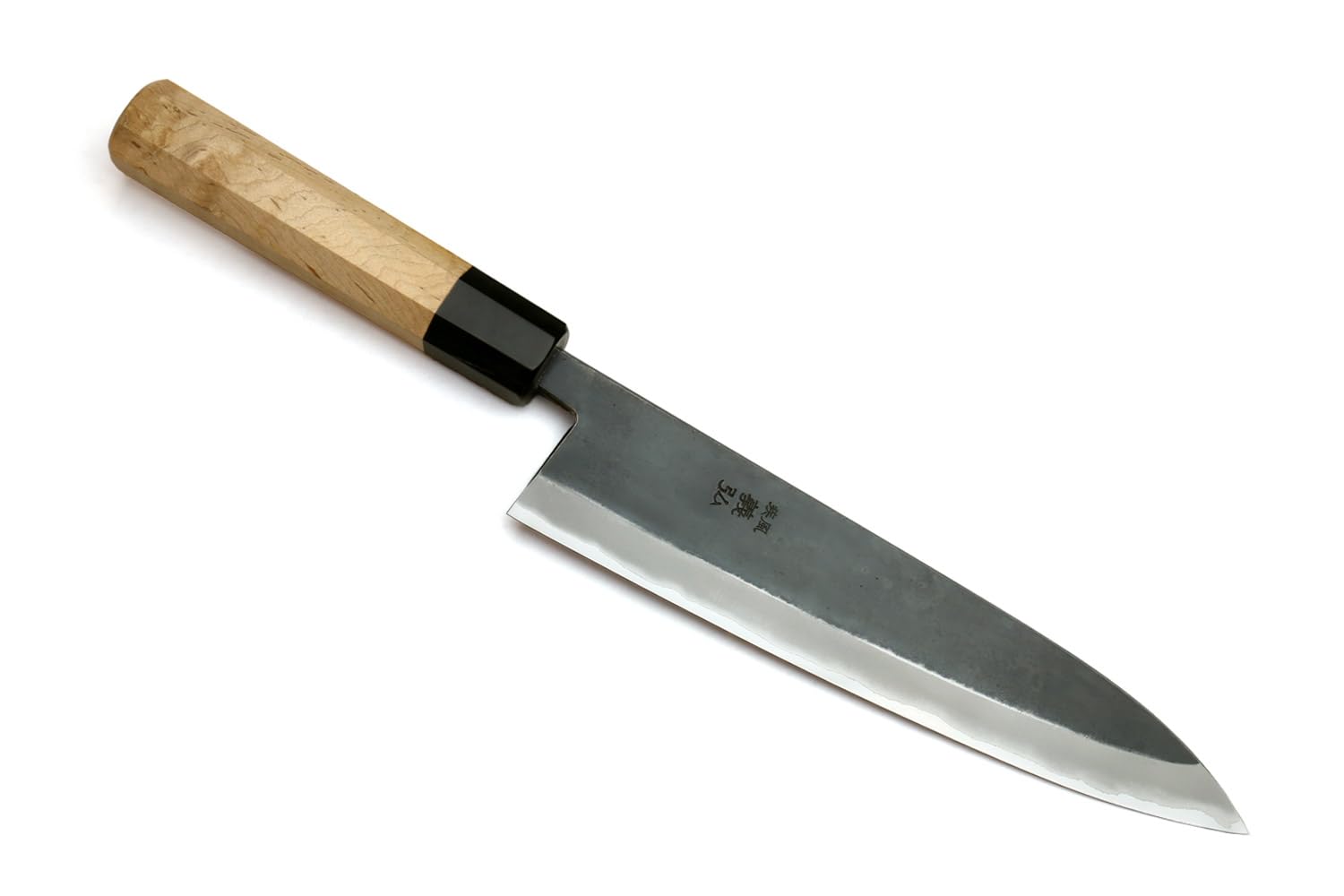 Yoshihiro Kurouchi Black-Forged Blue Steel #2 Stainless Clad Japanese Gyuto Chef Knife Kaede Handle (7"(180mm) & No Saya)