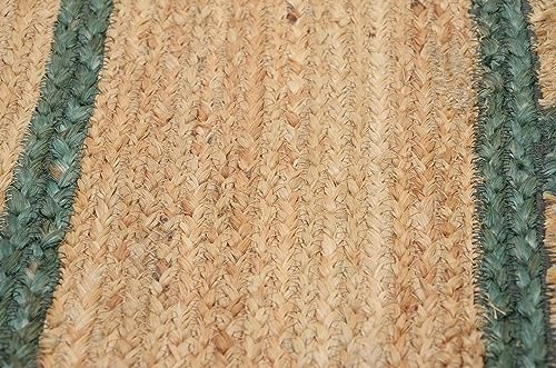 The Weaver House Natural Scalloped Jute Area Rug Bohemian Scallop Boho Decor Area Handwoven Custom Rugs Decorative Rug Reversible Braided Rugs (BD6-6x9-GRN)