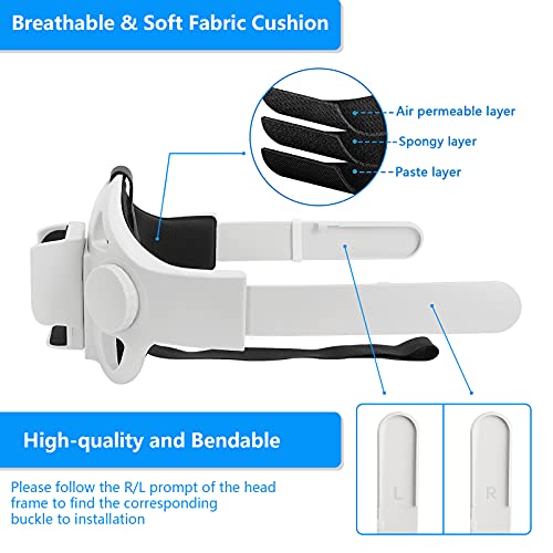 Head Strap for Oculus Quest 2 Elite Strap with Battery Pack Holder, Adjustable Replacement Headband Accessories for Quest 2, Enhance Support and Balance in VR Gaming