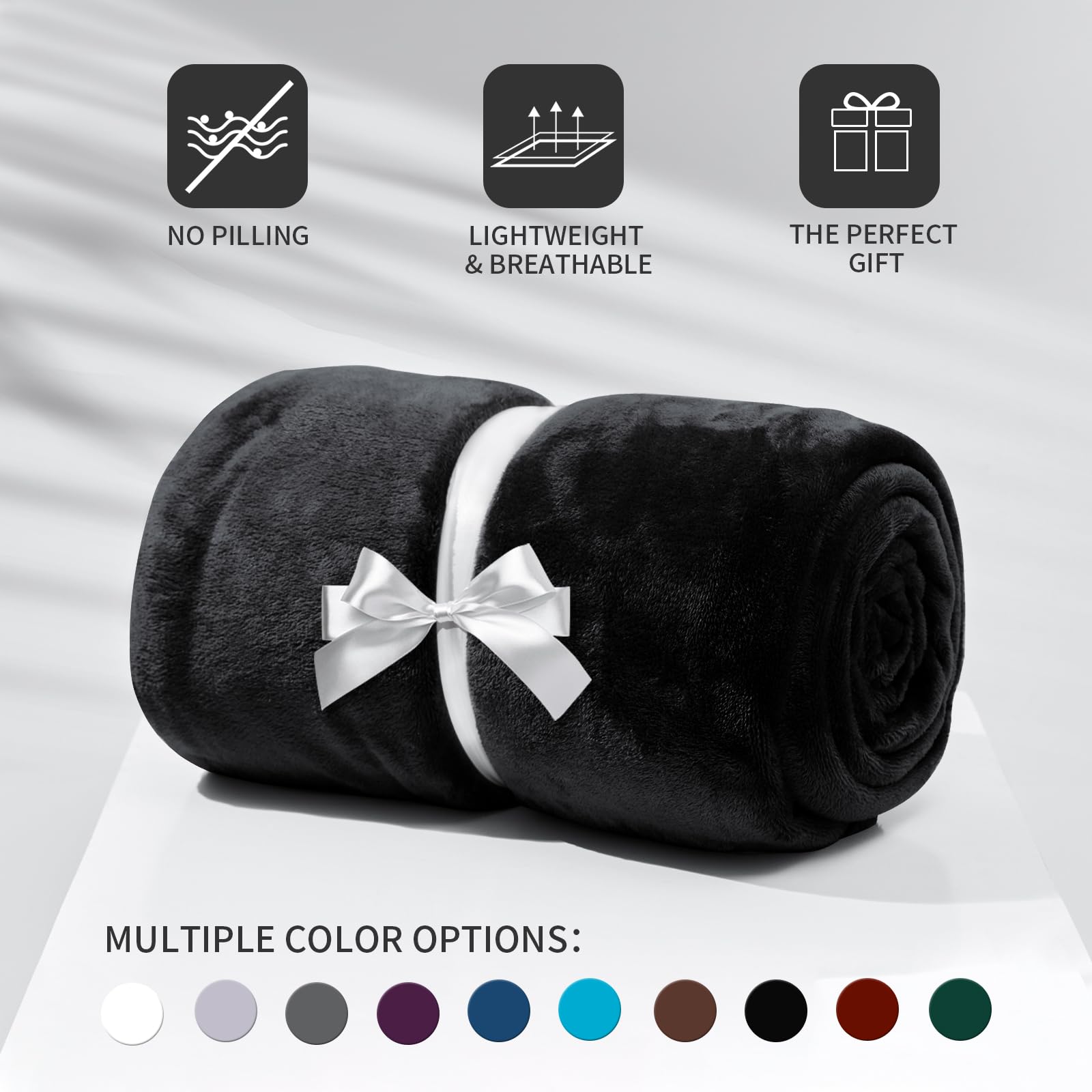 Fleece Blanket Queen Size White Bed Blanket for Couch, Bed, Camping, Travel-Plush Cozy Fuzzy Blanket 90"x90",Super Soft & Warm Blankets for All Season