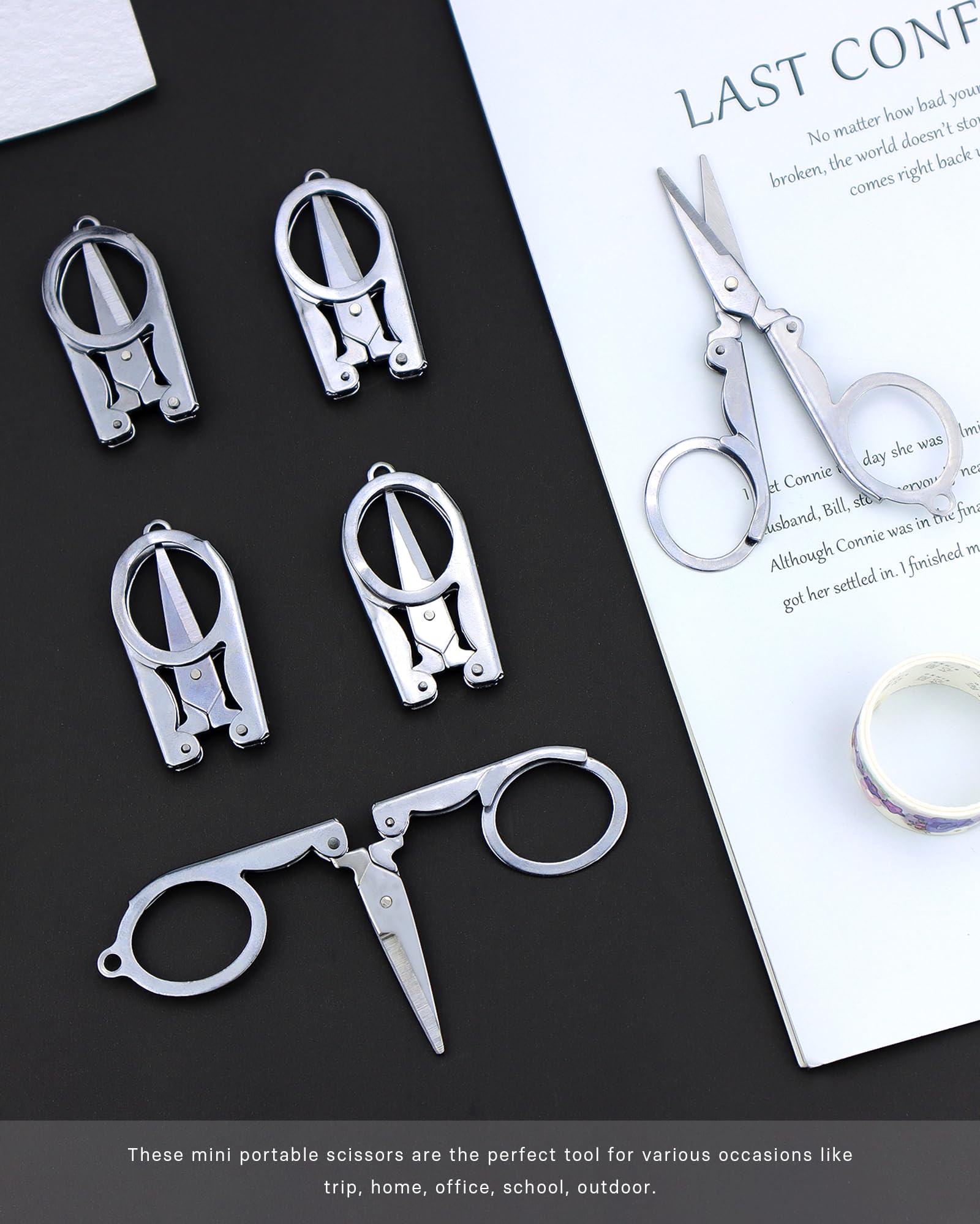 YETOOME 6 Pcs Folding Scissors, Stainless Steel Folding Small Portable Travel Scissors for Craft, Camping, Office, School, Outdoor