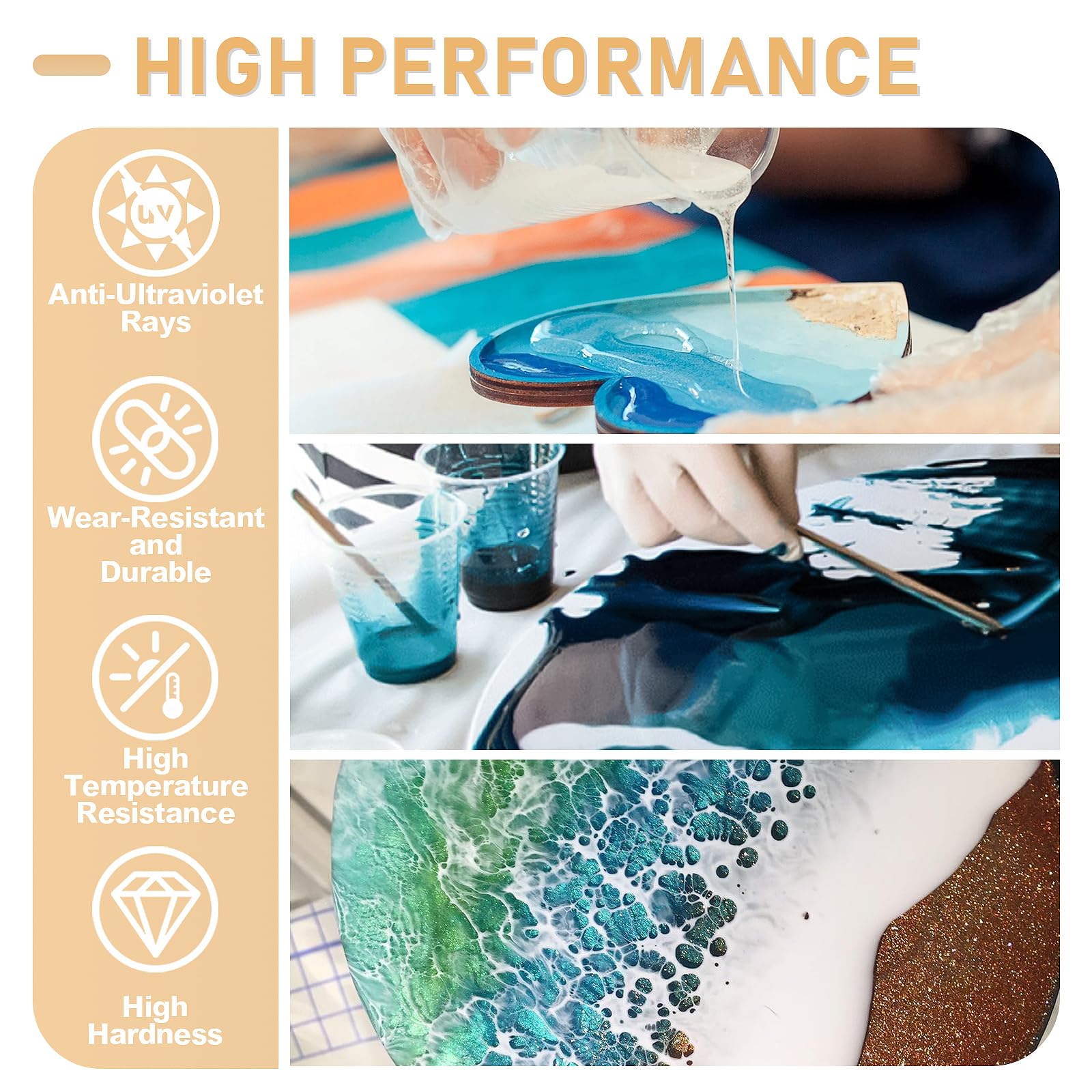 Puduo Epoxy Resin Kit 72OZ,Newly Formulated Crystal Clear Epoxy Resin,Strong, Bubble-Free, Anti-Yellowing Art Resin That,Suitable for Casting, DIY, Resin Art, Molds, Jewelry, Easy to Mix 1:1 Ratio