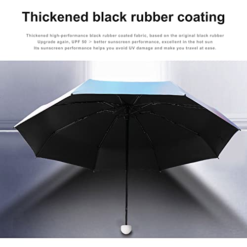 YumSur Mini Travel Sun & Rain Umbrella, Small UV Compact Folding Umbrella with Case 8 Ribs Anti-UV Lightweight Umbrella