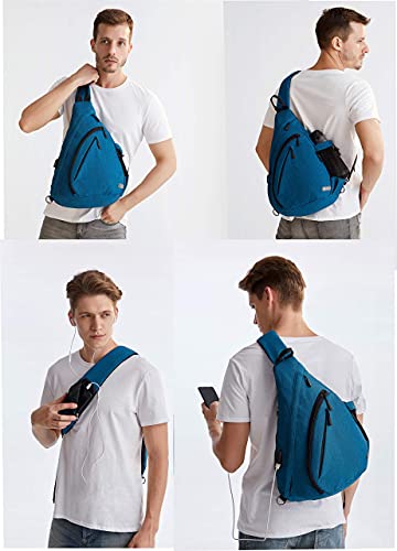 TurnWay Water-Proof Sling Backpack/Crossbody Bag/Shoulder Bag for Travel, Hiking, Cycling, Camping for Women & Men (Blue)