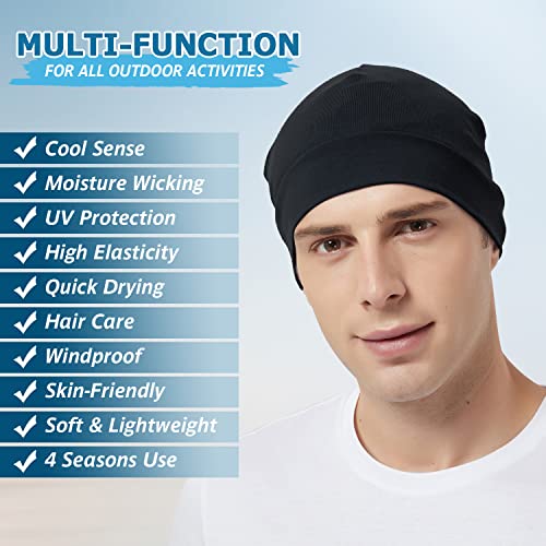 Headshion Cooling Skull Caps Helmet Liner,2-Pack Thin Beanie Lightweight Sleep Hats for Cycling Hip-hop