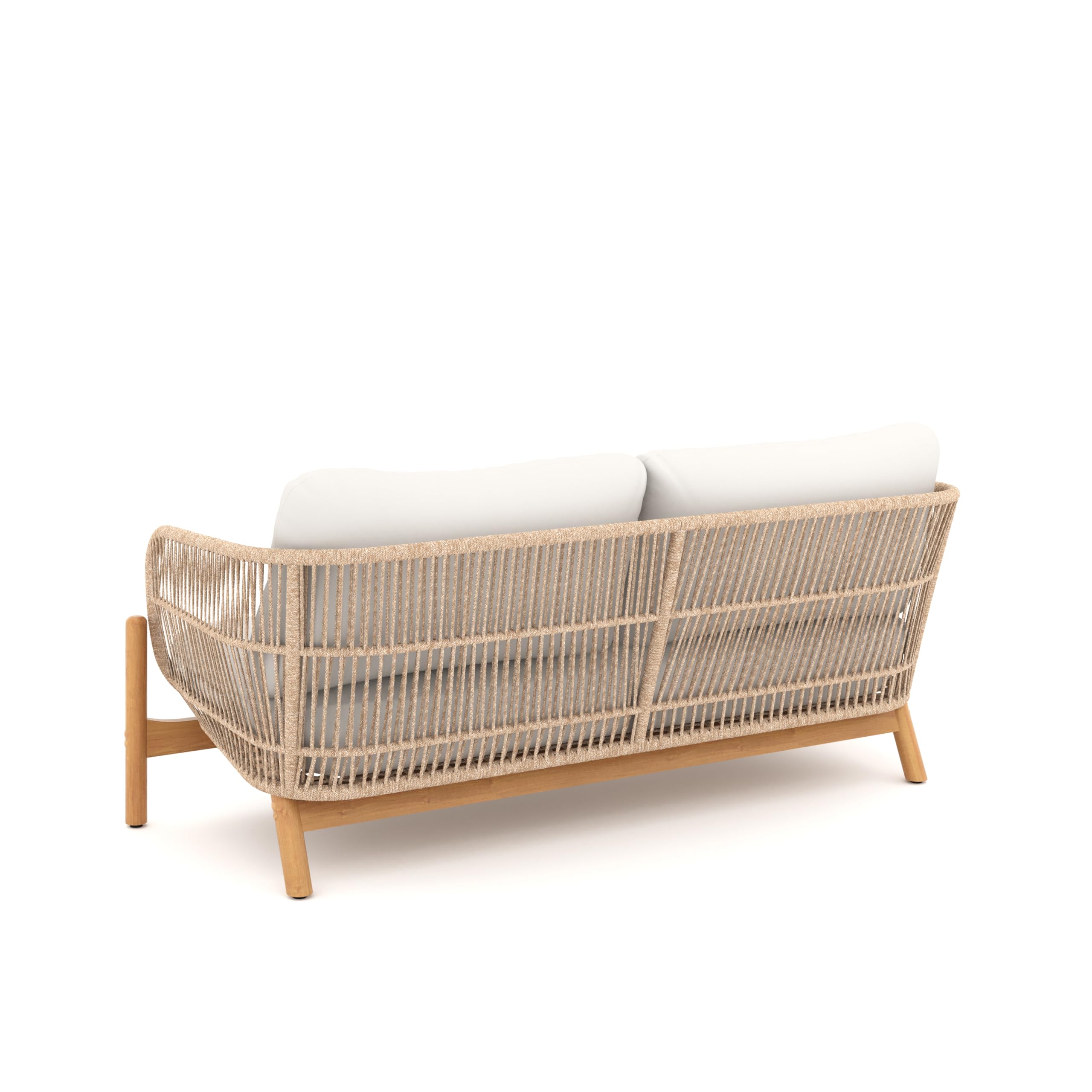 New Classic Furniture Solstice Wood Rope Patio Loveseat in Linen Beige
