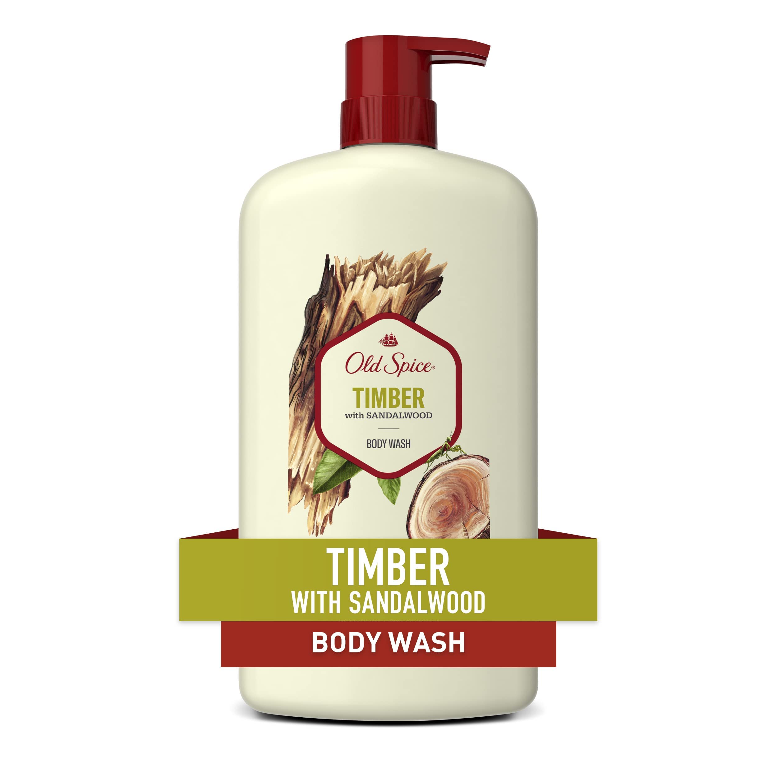 Old Spice Body Wash for Men, 24/7 Moisturization, 24/7 Shower Fresh with Long Lasting Scent, Gentle on Skin, Timber Scent, 30 fl oz (Pack of 4)