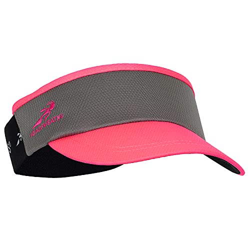 Headsweats womens Lightweight Performance Running Sun Visor, Graphite/Neon Pink, One Size US