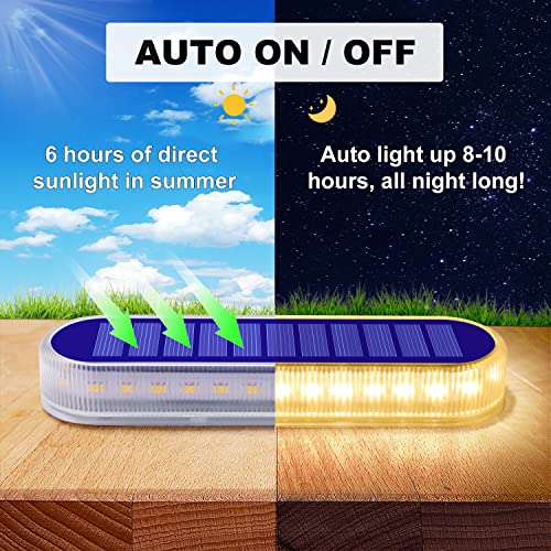 Solar Step Lights Waterproof,Warm White Deck Outdoor,Solar Fence LED,Solar for Stairs,Yard,Patio,Post,Railing,Garden,Backyard,Front Door,Pathway,Driveway,Porch(4 Pack)
