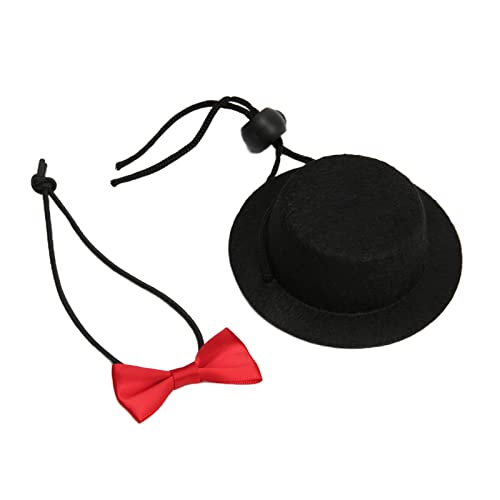 Reptile Hat and Bow Tie,Cute Adjustable Lizard Harness and Leash Soft Leather Bearded Dragon Valentine's Day Clothes Set for Amphibians and Other Small Pet