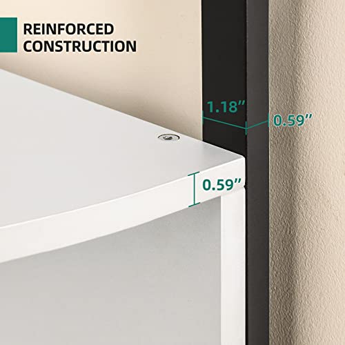 YITAHOME 6-Tier Corner Shelf, 68.8" Tall Modern Free Standing Zigzag Corner Bookshelf, 6 Shelf Display Corner Bookcase Open Small Book Shelves for Living Room, Home Office, Small Space, White