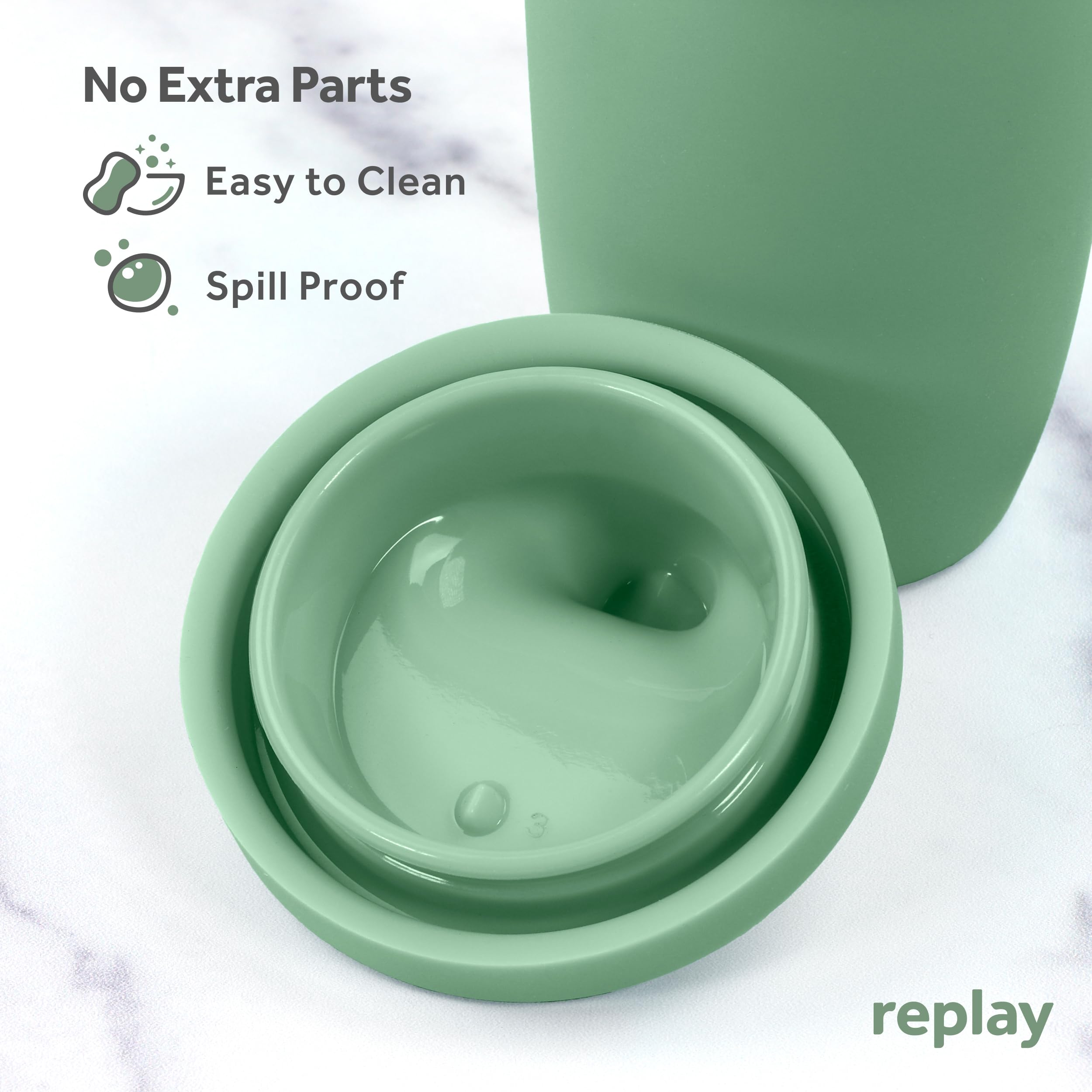 Re-Play Sustainables Silicone Sippy Cup for Toddlers - 8oz - Made with Medical-Grade Platinum Silicone - Sage