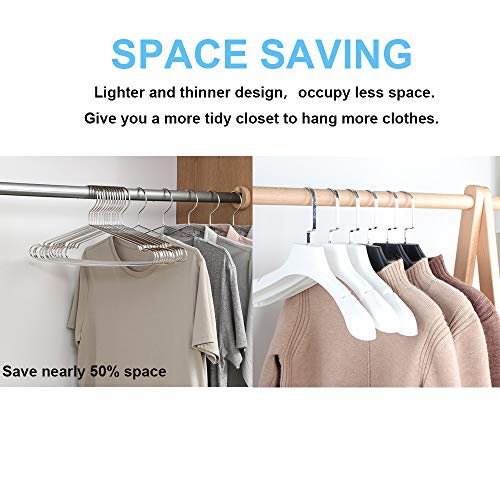 Seropy 40 Pack and 50 Pack Metal Clothes Heavy Duty Stainless Steel Coat Hangers with Anti-Slip Notch 16.5 Inch