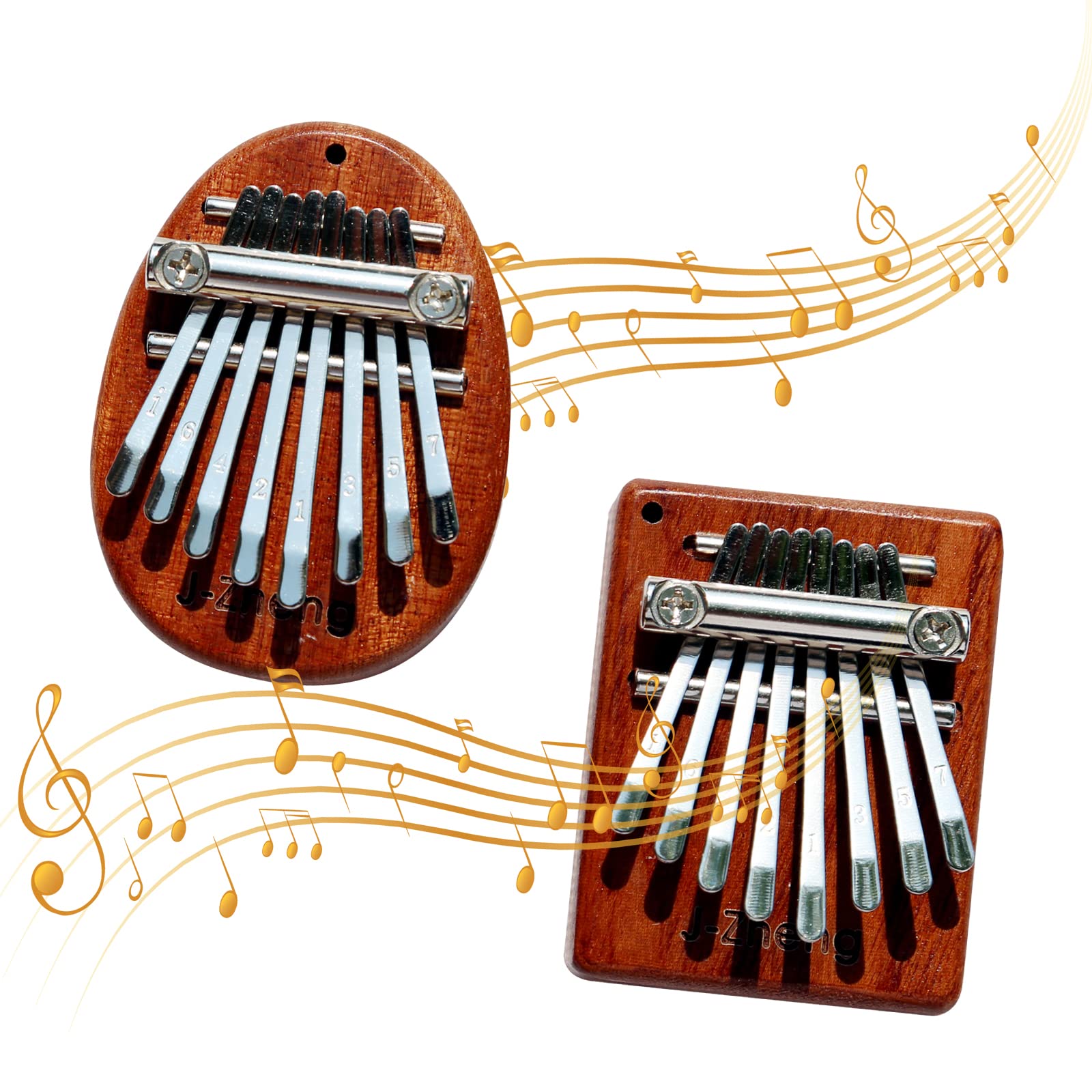 Kalimba 8 Keys, Solid Wood Thumb Piano, Portable Musical Instrument, Gift for Kids Adult Beginners Professional (thumb Piano) (round)