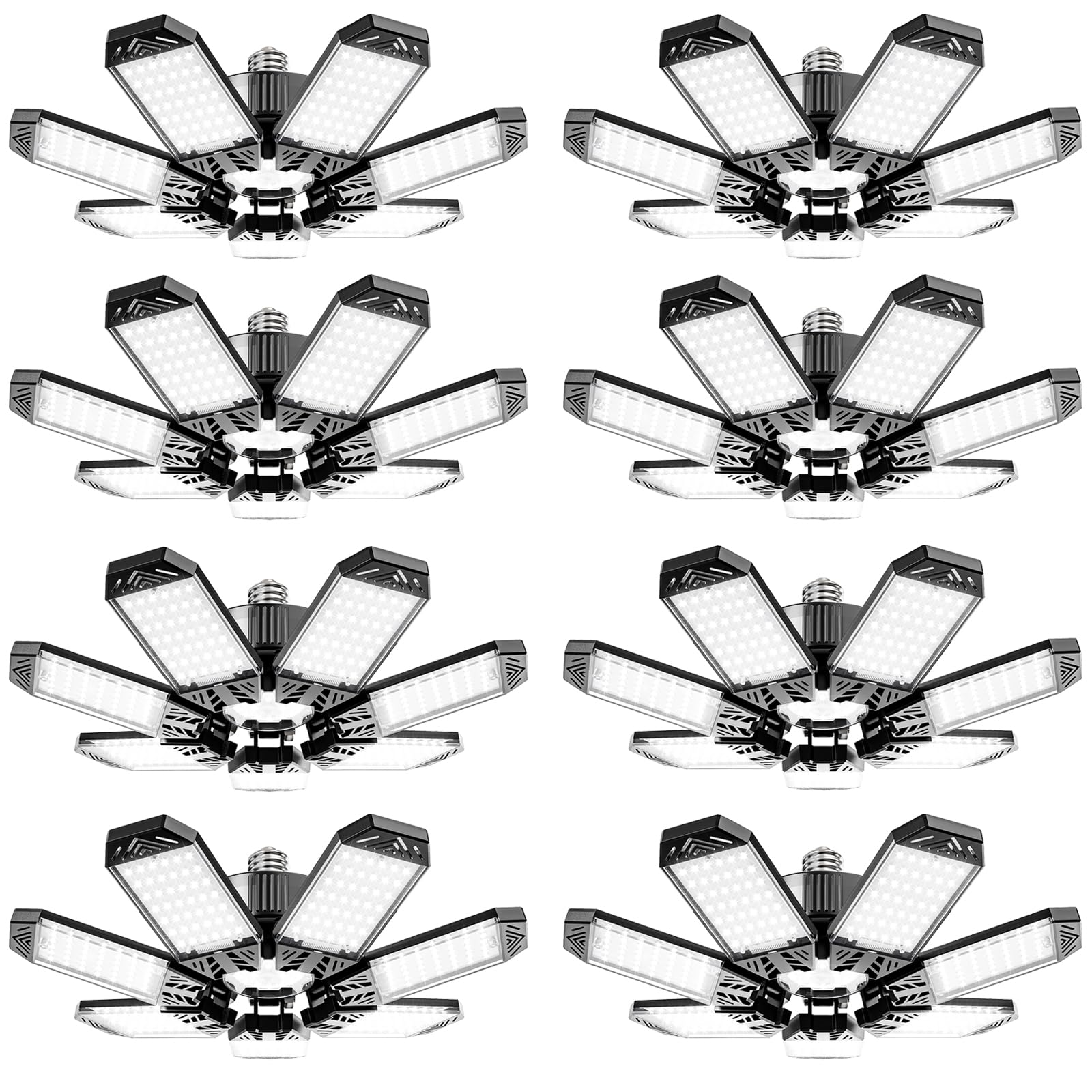 YIBEYYDS LED Garage Light Garage Lights Ceiling LED - 210W 21000LM 6500K Garage Light with 7+1 Deformable Panels LED Garage Ceiling Lights Support E26/E27 for Garage, Workshop, Basement (6)