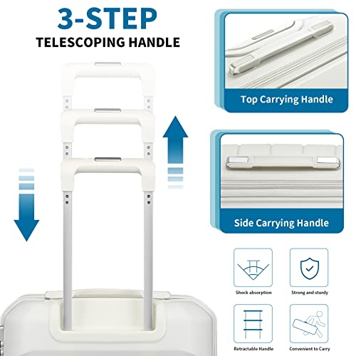 Somago 20IN Carry On Luggage and 14IN Mini Cosmetic Cases Travel Set Hardside Luggage with Spinner Wheels Lightweight Polypropylene Suitcase with TSA Lock (2-Piece Set (14/20), Creamy White)