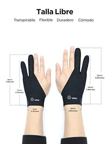 UGEE Digital Drawing Glove 4 Pack,Artist Glove for Drawing Tablet Digital Art Glove with Two Finger for Right Hand or Left Hand Universal Sizes