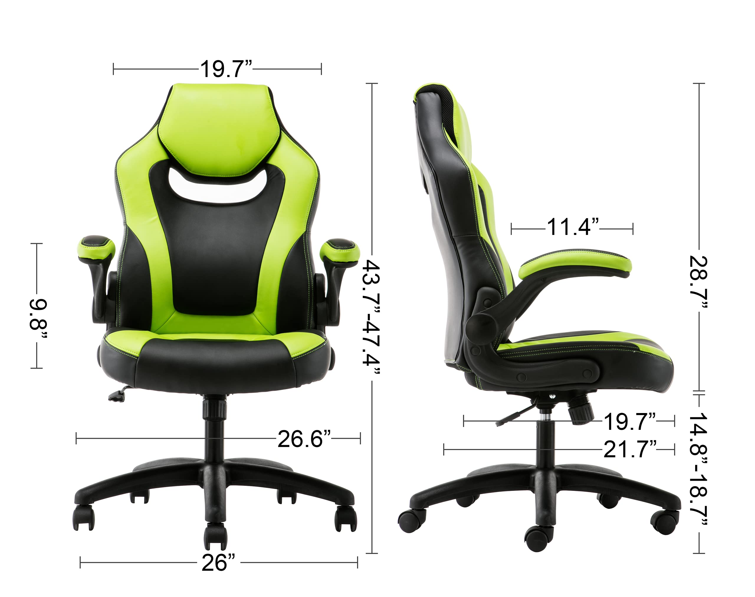 Gaming Chair Executive Computer Office Desk Chair 360°Swivel Flip-up Arms Ergonomic for Lumbar Support