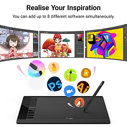 UGEE M708 V3 Graphics Drawing Tablet,10X6 Inches Digital Drawing Tablet with 8 Hot Keys 8192 Levels Pen Compatible with Chromebook, Linux, Windows 7/8/10/11, macOS 10.10