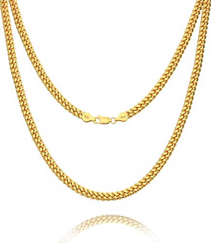 Waitsoul 925 Sterling Silver Cuban Chain Lobster Clasp 4mm 18k Gold Over Cuban Link Curb Chain Necklace for Women Men Diamond Cut 16-30 Inches(20)
