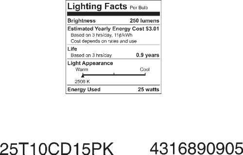 GE 45144 25-Watt Crystal Clear Tubular T10 1CD Light Bulb, 1 Count (Pack of 1)