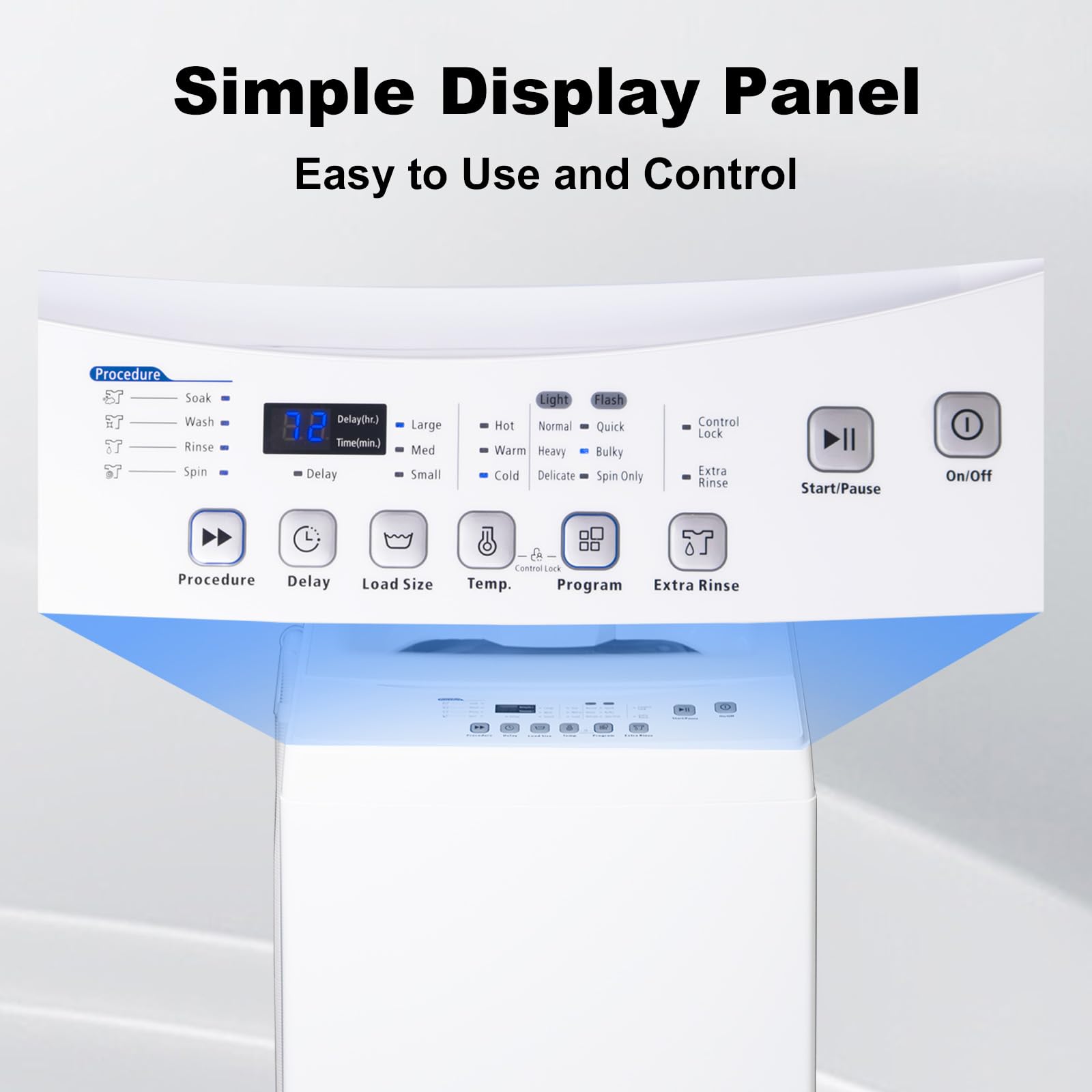 Techomey 1.7 Cu.Ft. Portable Washing Machine, 12Lbs Small Top Load Clothes Washer, Fully Automatic Compact Washer and Spinner Combo, 6 Wash Program, Transparent Lid, White