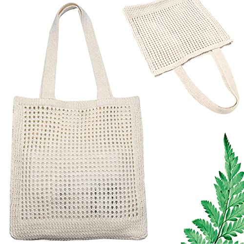 LACE INN Straw Mesh Tote Bag for Women, Cute Handmade Tote Shoulder Handbag for Vacation