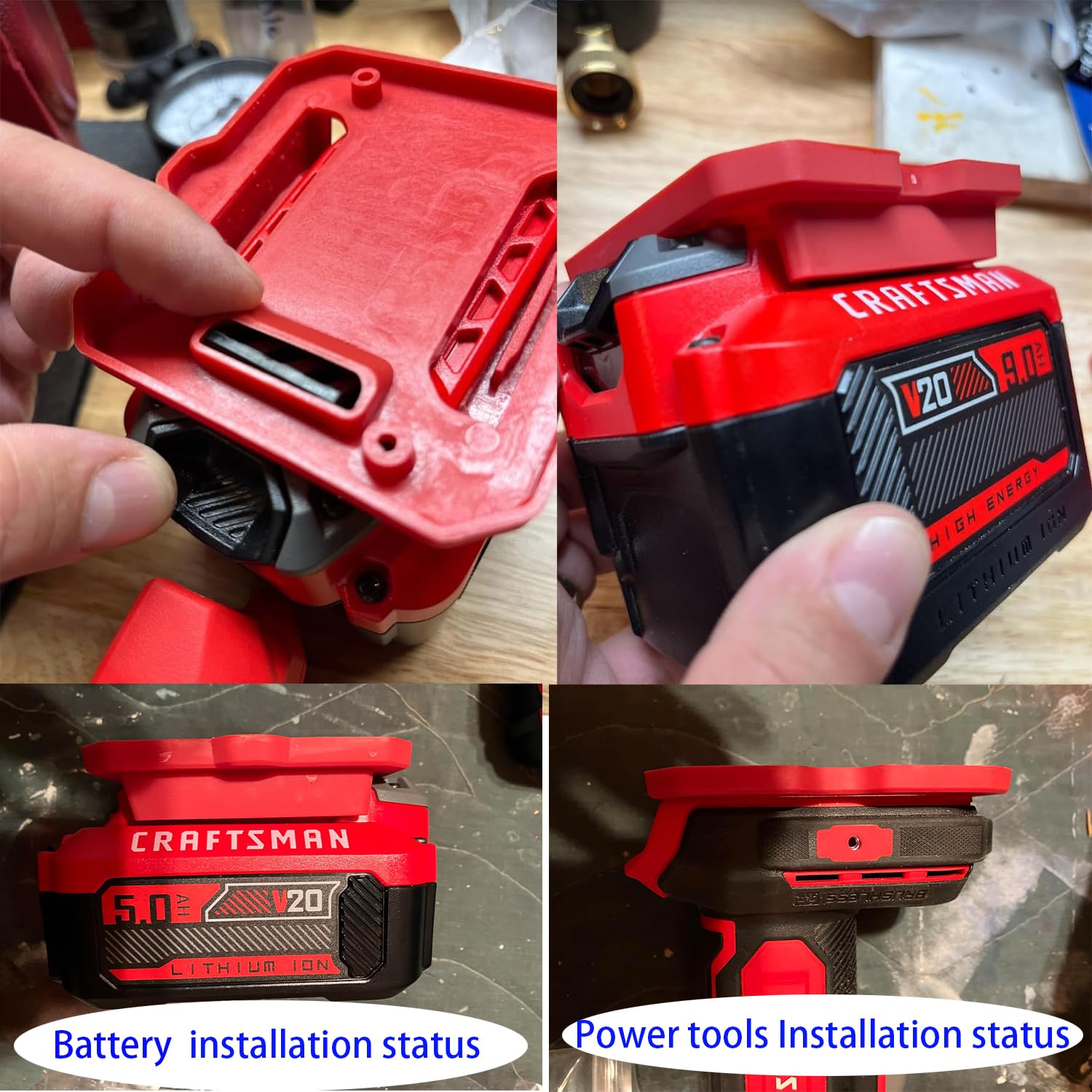SZWJT-LV 5 Pack Battery Holder for Craftsman 20V Battery Mounts Dock Holder (w/10 Screws, No Battery) and 2 Pack Tools Drill Mount Holder Fit for V20 Craftsman 20V Li-ion Drill((No Tool)