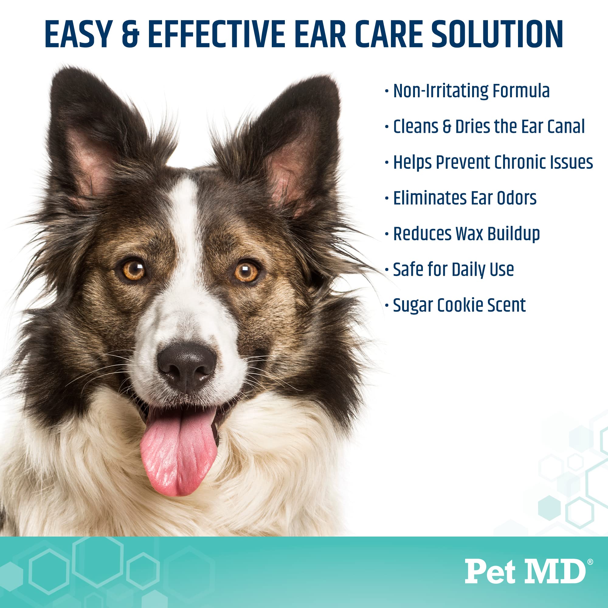 Pet MD Cat & Dog Ear Cleaner - Otic Ear Solution for Dogs - Pet Ear Cleaner - Cat Ear Cleaner Liquid - Cat & Dog Cleaning Supplies - Sugar Cookie Scent - 8 oz.